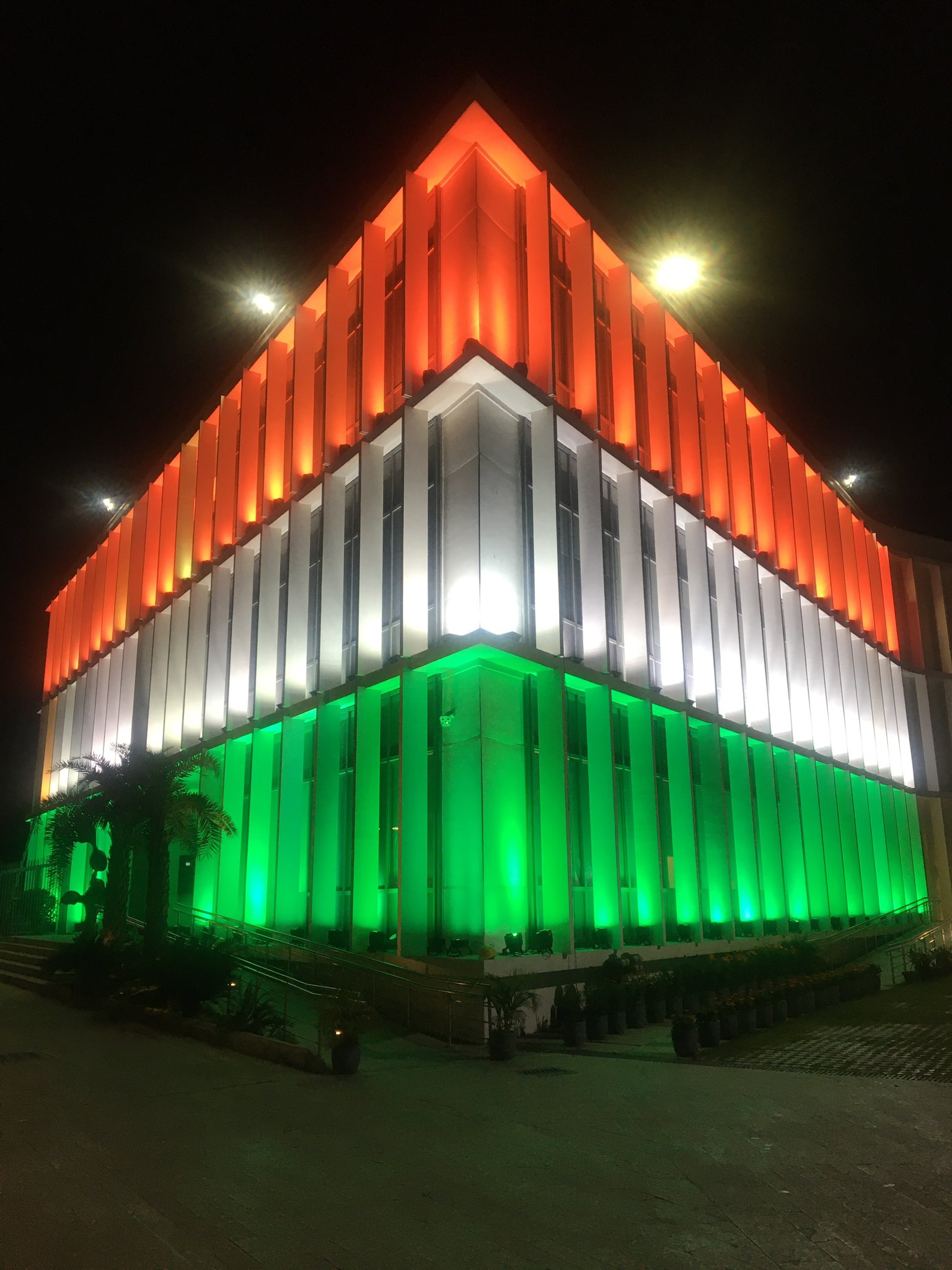 Danish Embassy building in New Delhi lightened up by the colors of the ...