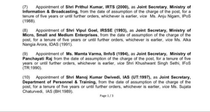 Manoj Kumar Dwivedi IAS (1997 AGMUT) Principal Secretary GAD J&K has ...